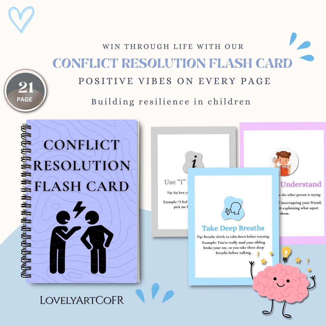 Conflict Resolution Flash Cards for Kids | Printable PDF With Social ...