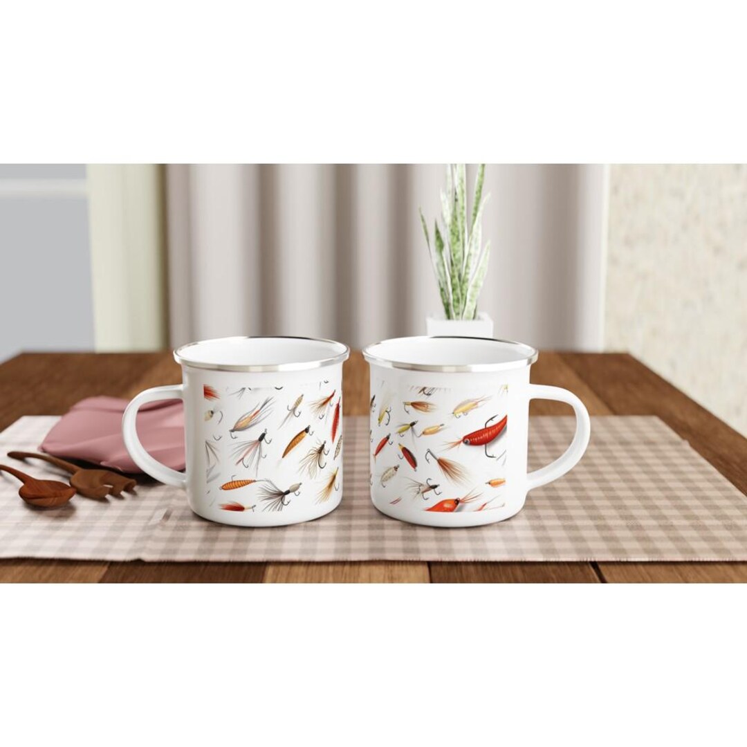 Fly Fishing Enamel Mug - 12oz. Fly Fishing, Fly Fisher, Fishing Mug ...