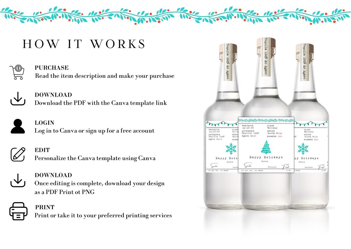 Custom Tequila Bottle Labels,custom Casamigos Tequila Label, Christmas ...