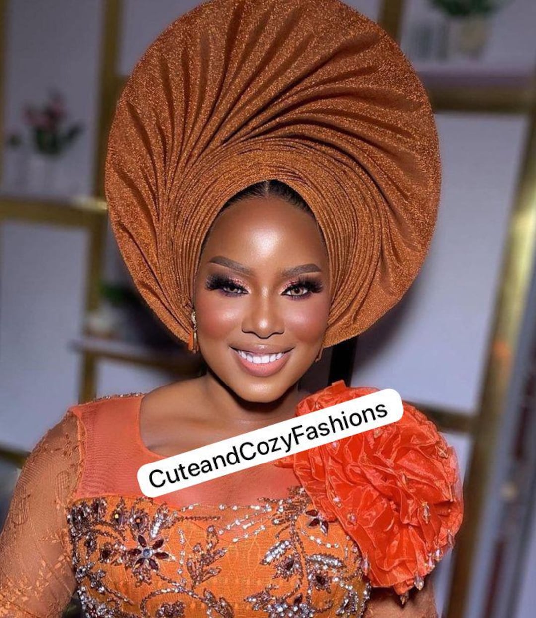 Nigerian Autogele, Wedding Head Wrap, Ipele Fila Bride Accessories ...