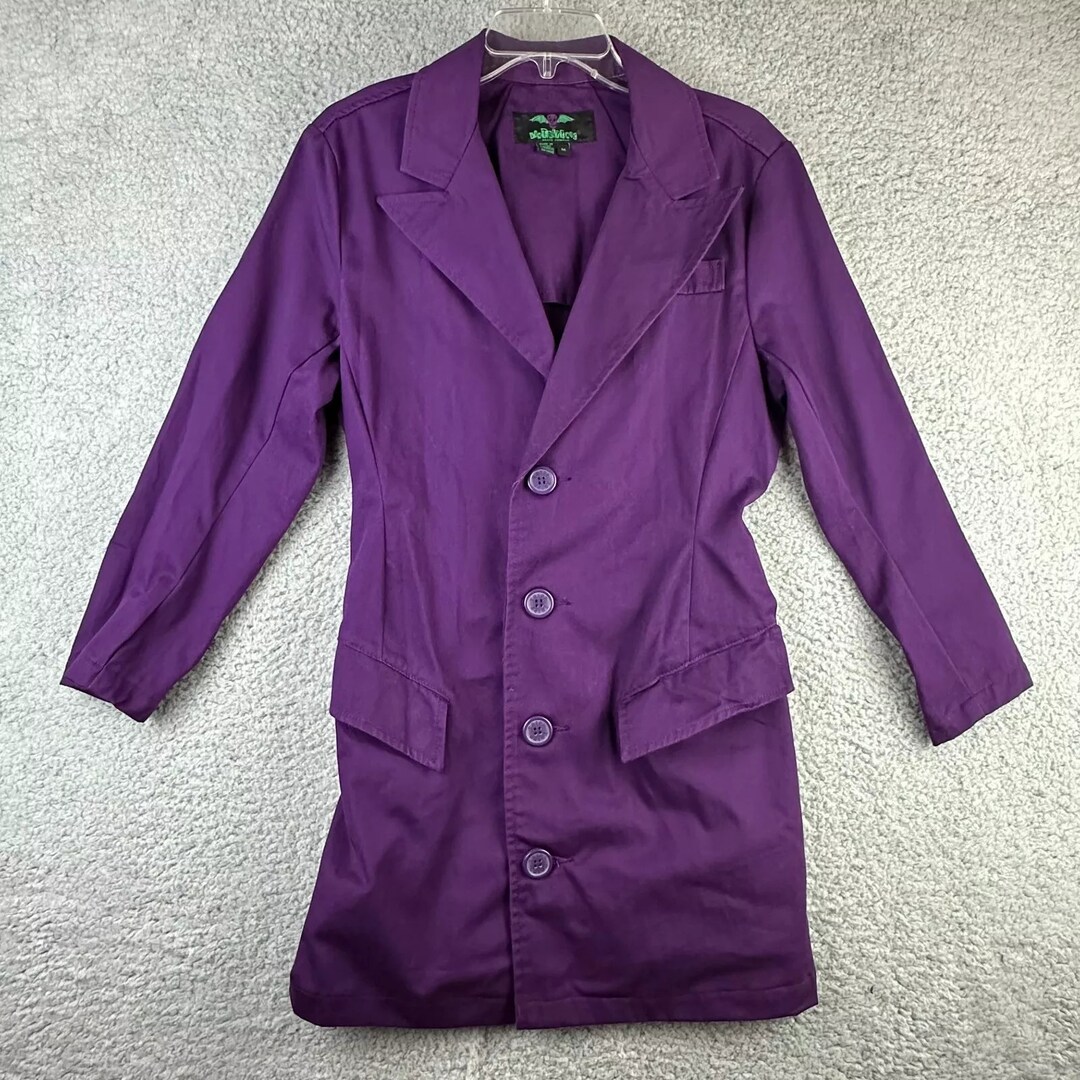 Vintage Tripp NYC Medium Gothic Emo Purple Punk Trench Coat Jacket ...