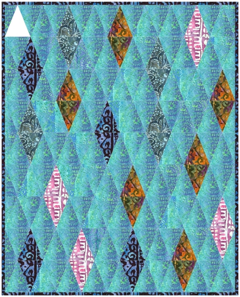 PDF Quilt Pattern Diamonds Modern Quilt Patch Size 37" X 46" Free Bonus ...