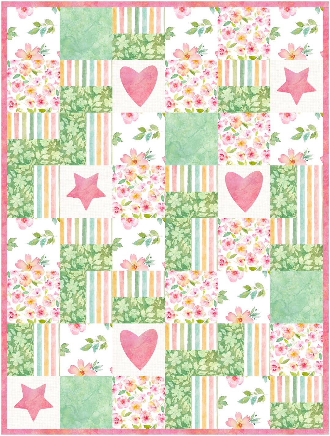 Sweet Dreams Baby Quilt Pattern, Applique Hearts Stars (PDF Pattern) - Etsy