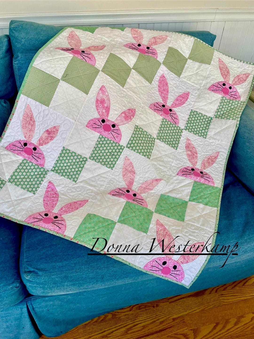 Bunny Applique Baby Quilt Pattern, 4-patch Design (PDF Pattern) - Etsy