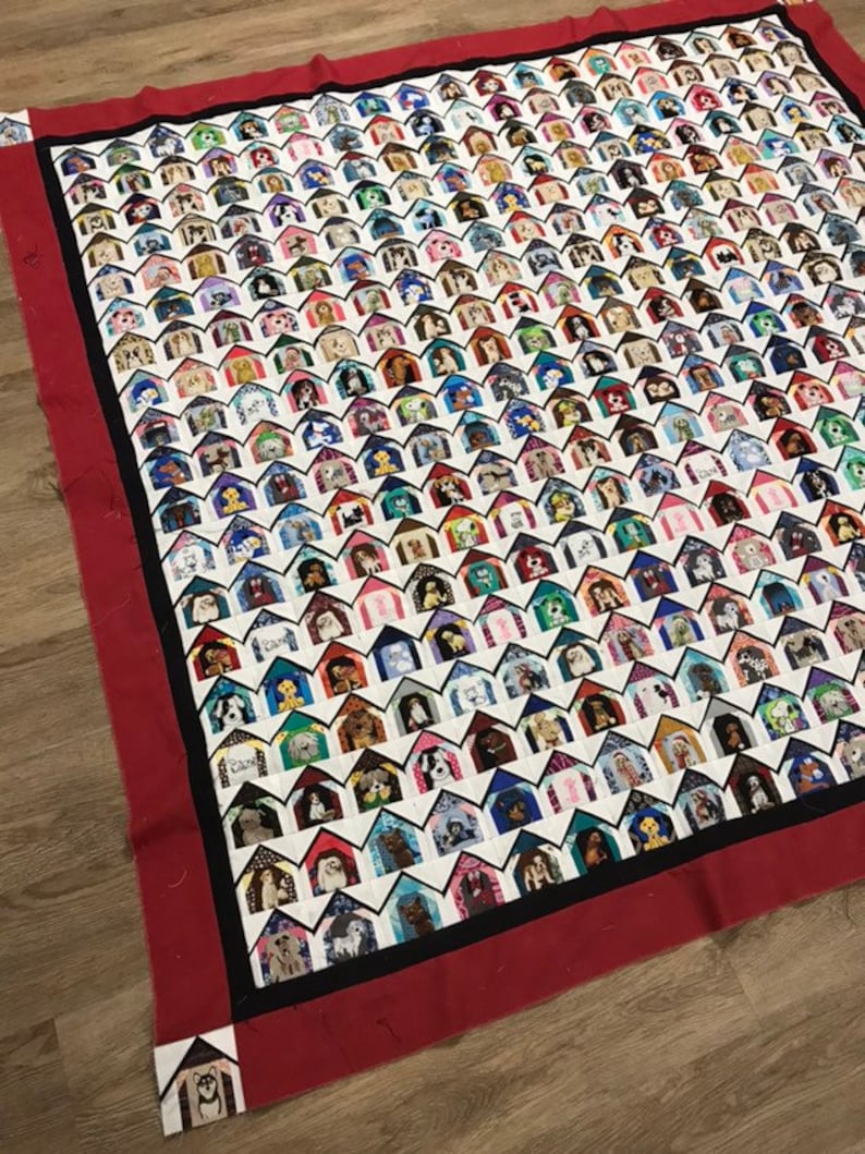 Doghouse Quilt Pattern: Paper Pieced Doggie Day Care (65" Sq) (PDF ...