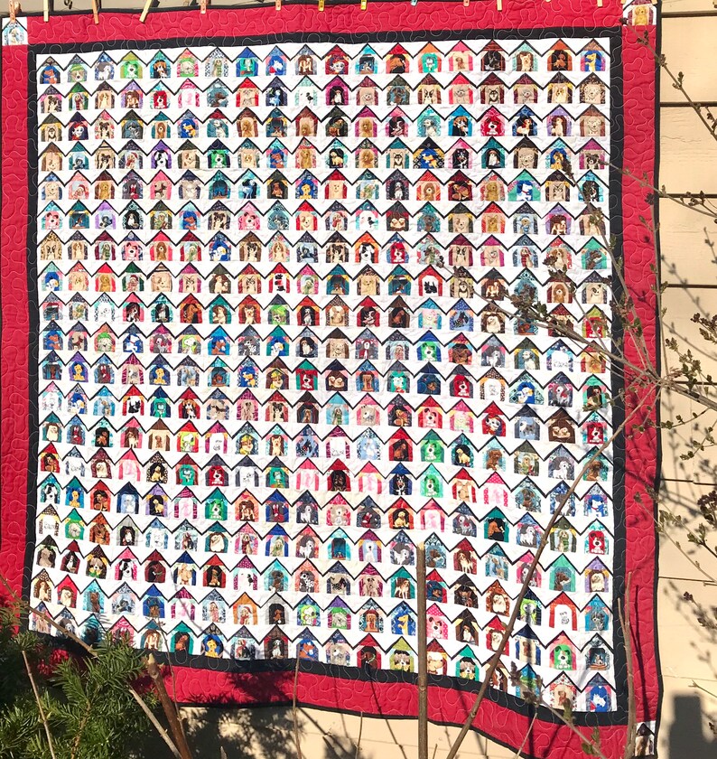 Doghouse Quilt Pattern: Paper Pieced Doggie Day Care (65" Sq) (PDF ...
