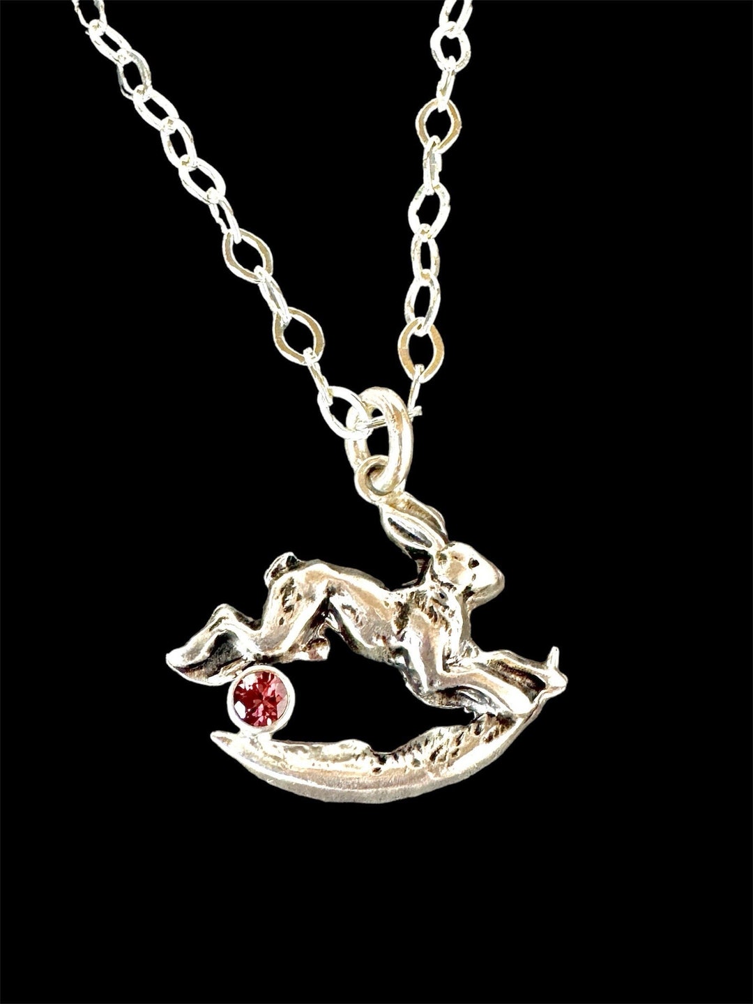 Rabbit Jumping Over the Moon Pendant - Etsy