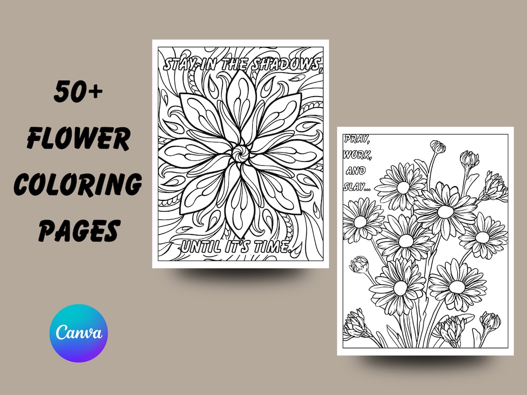 Motivational Quote Flower Coloring Pages for Adults - Etsy