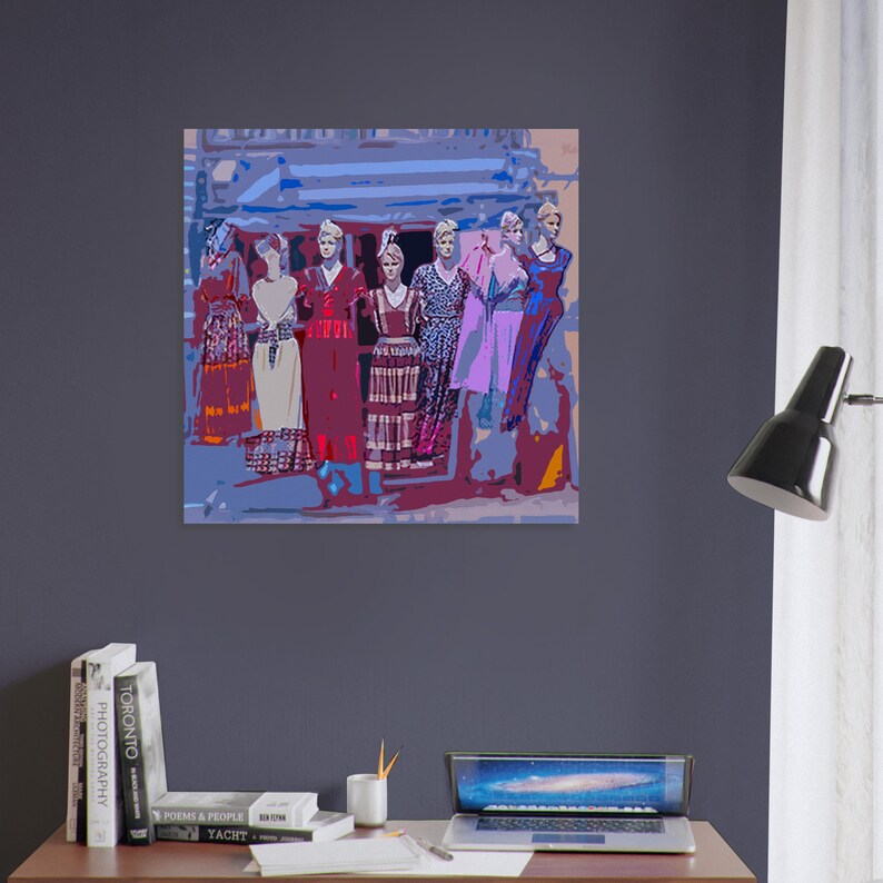 Suspended Lady Manikins in Dresses in Graphic Abstract Print Premium ...