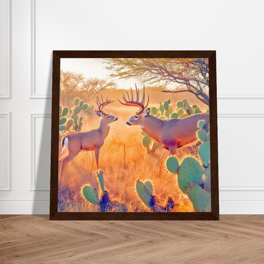 Texas Whitetail Deer Bucks Framed Poster on Premium Semi-glossy Paper ...