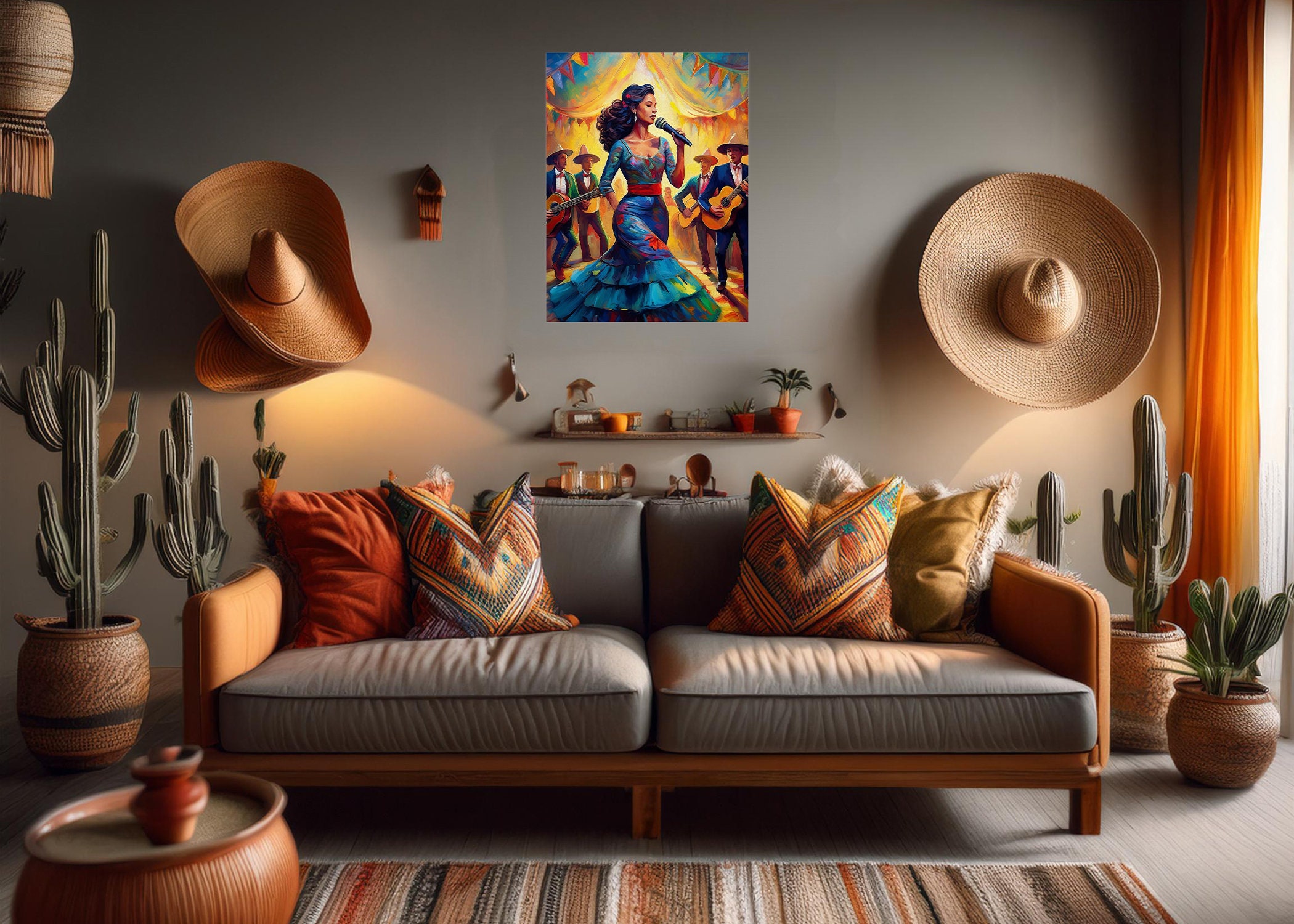 Mexican Ballad Singers Illustration Poster Premium Matte Vintage Decor ...