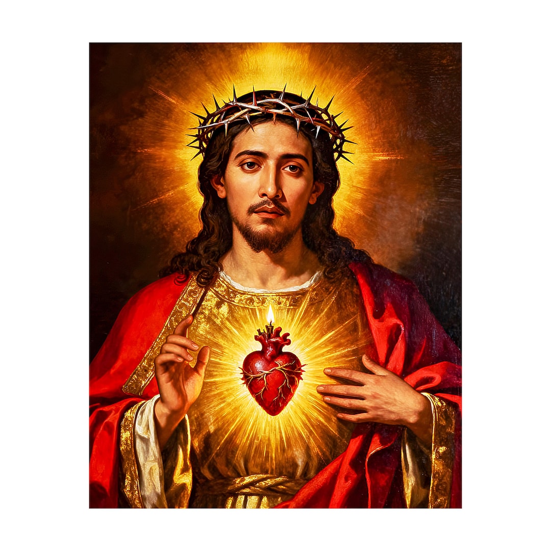 Sacred Heart Jesus Baroque Fine Art Print | Catholic Religious Wall ...
