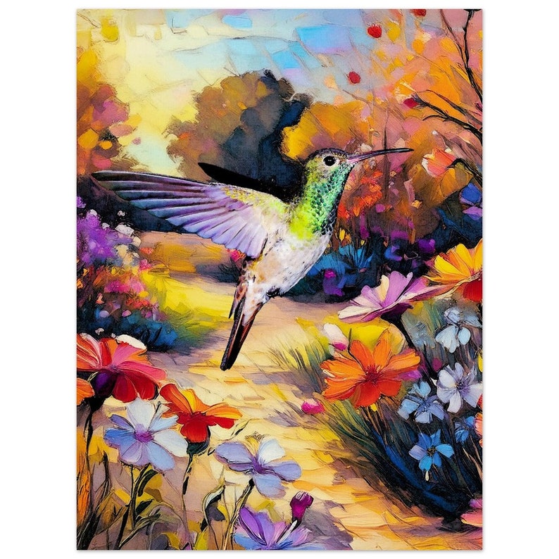 Buffbellied Hummingbird Garden Art Print on Premium Matte Paper - Etsy