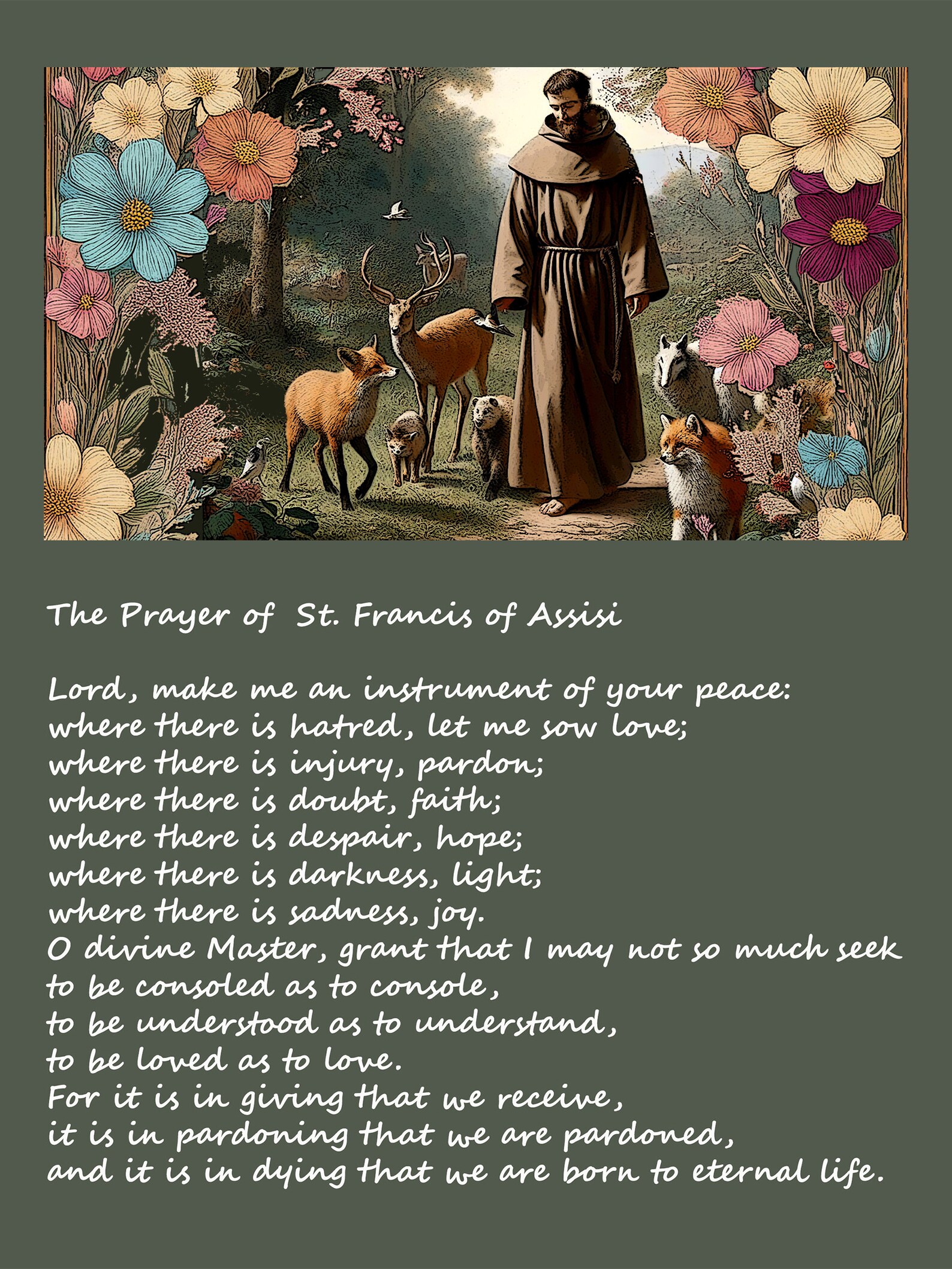 Saint Francis Assisi Inspirational Prayer Card Digital Print - Etsy
