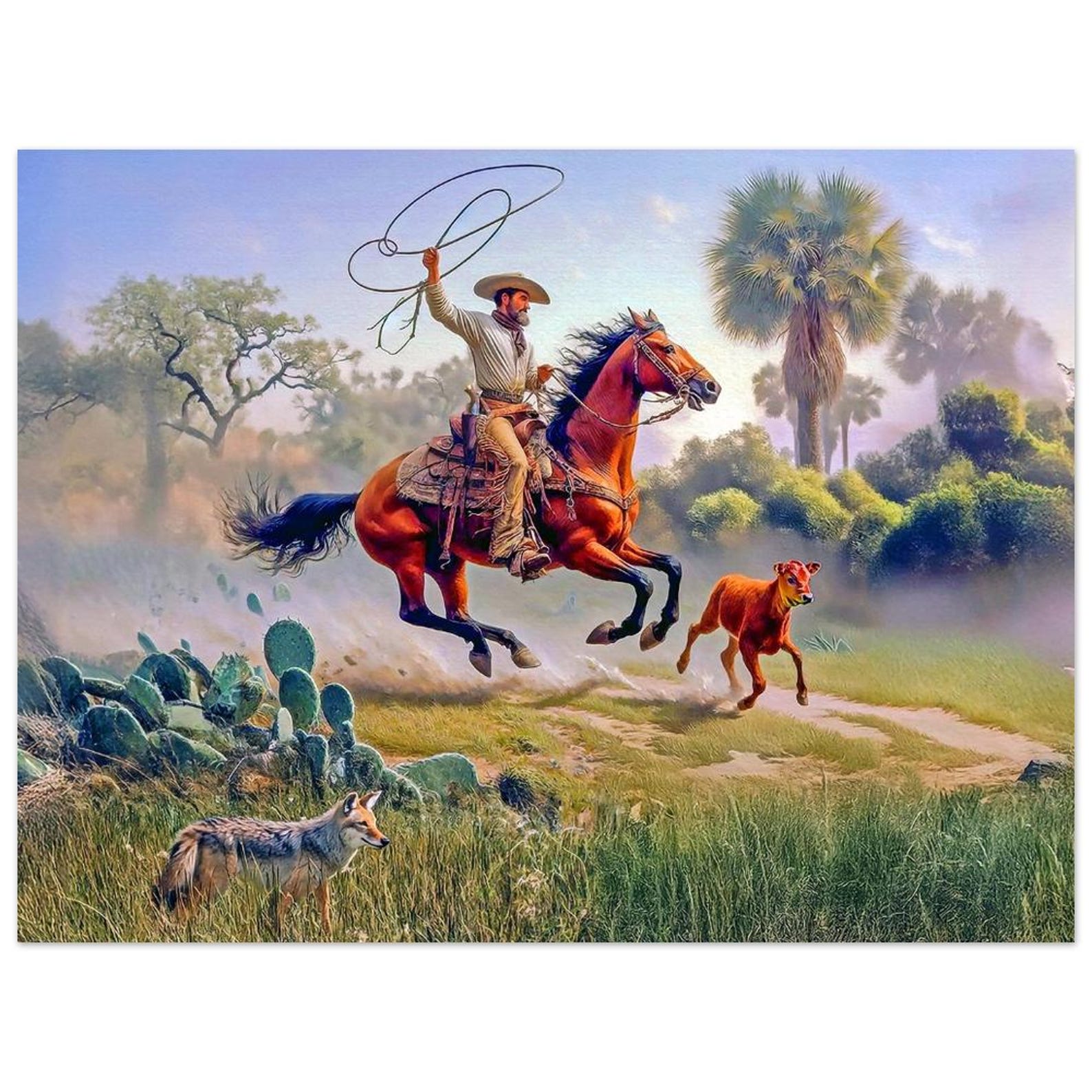 19th Century Vaquero Print South Texas Scenic Illustration - Etsy