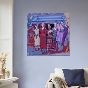 Suspended Lady Manikins in Dresses in Graphic Abstract Print Premium ...