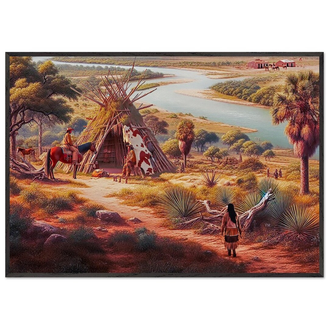 Vintage Vaquero Apache Trade Painting in Wood Frame - South Texas Art ...