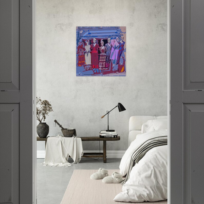 Suspended Lady Manikins in Dresses in Graphic Abstract Print Premium ...