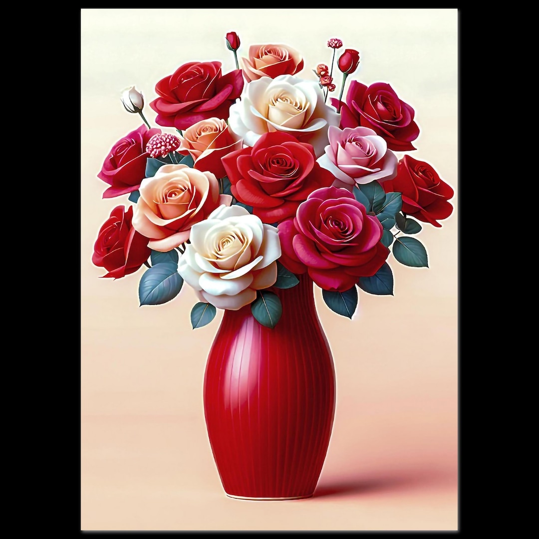 Vivid Cherry Red Roses Giclee Print: Stunning Floral Fine Art Wall ...