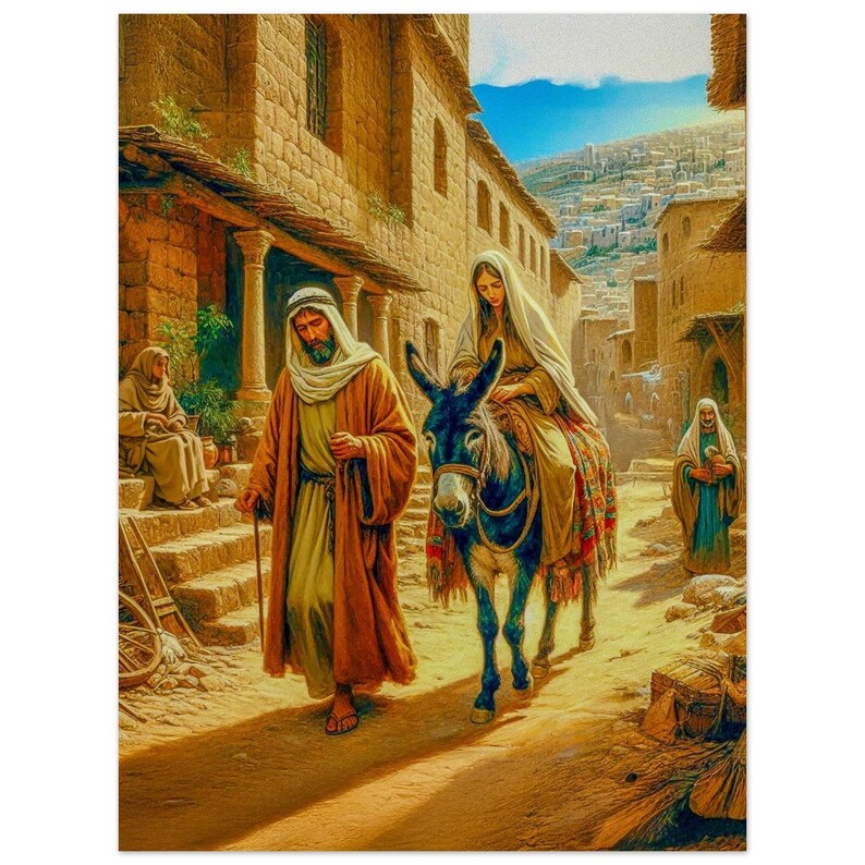 Mary and Joseph's Bethlehem Journey Matte Poster Christian Wall Art ...