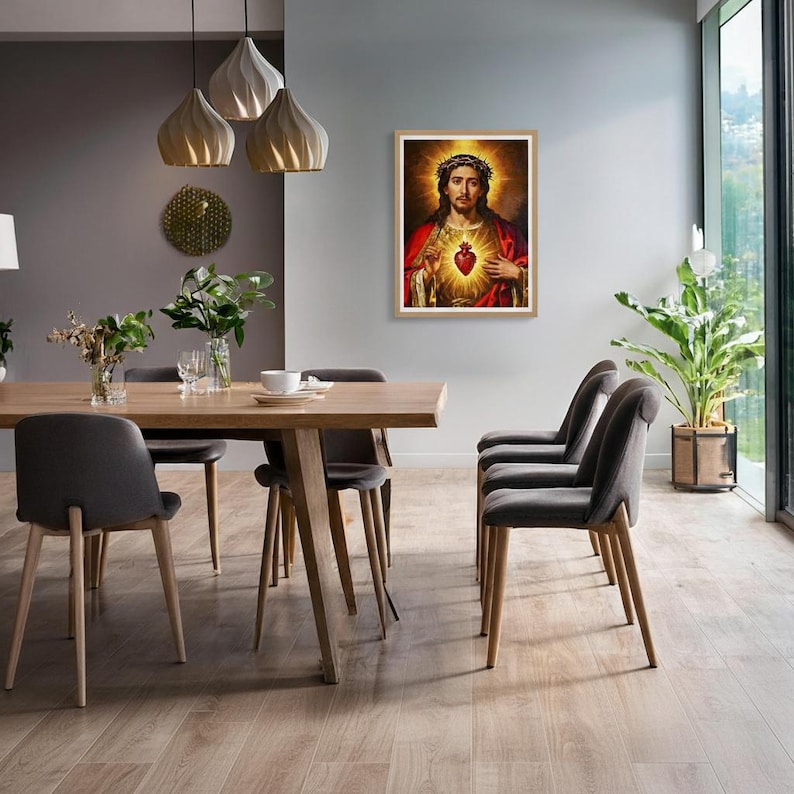 Sacred Heart Jesus Print | Baroque Catholic Art, Red & Gold - Etsy