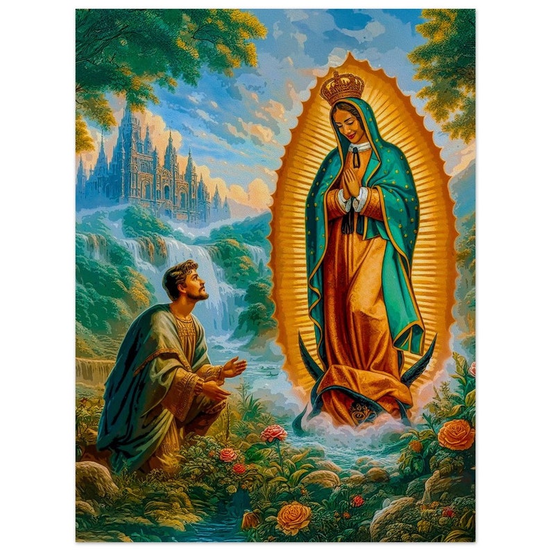 Virgin Mary Apparition Poster: Guadalupe, Juan Diego, Catholic Art - Etsy