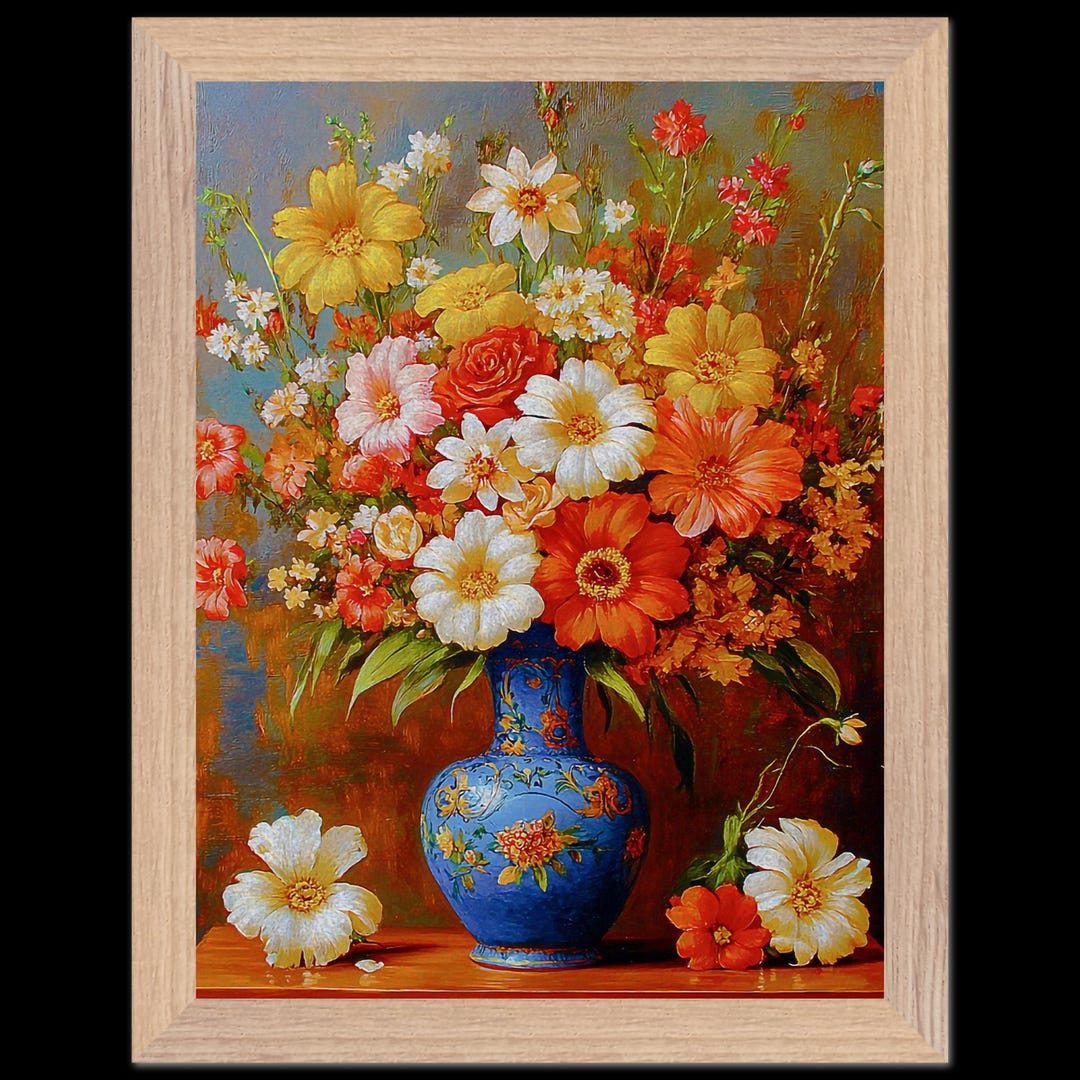 Vibrant Floral Arrangement in Spanish Vase: High-resolution Wall Art ...