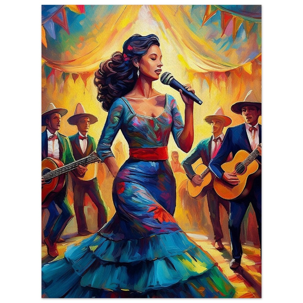 Mexican Ballad Singers Illustration Poster Premium Matte Vintage Decor ...