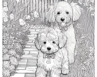Detailed Doodle Dogs Coloring Pages: Printable Dog Art (digital ...