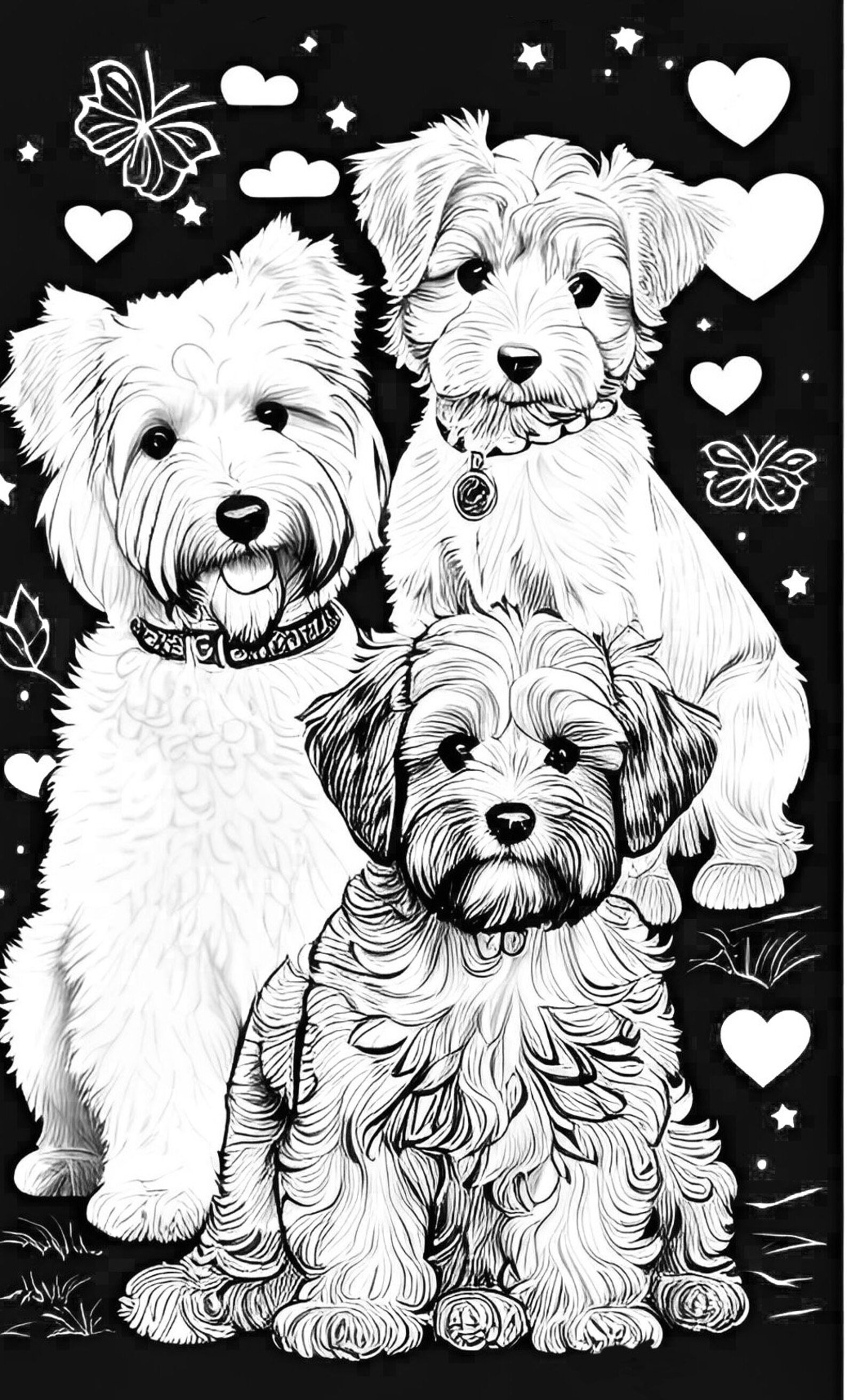 Printable Dog Art Coloring Printables, Detailed Goldendoodles ...