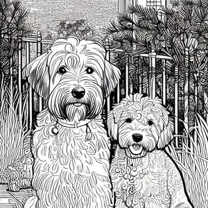 Printable Dog Art for Advanced Coloring JPG Files: Detailed Cockapoos ...