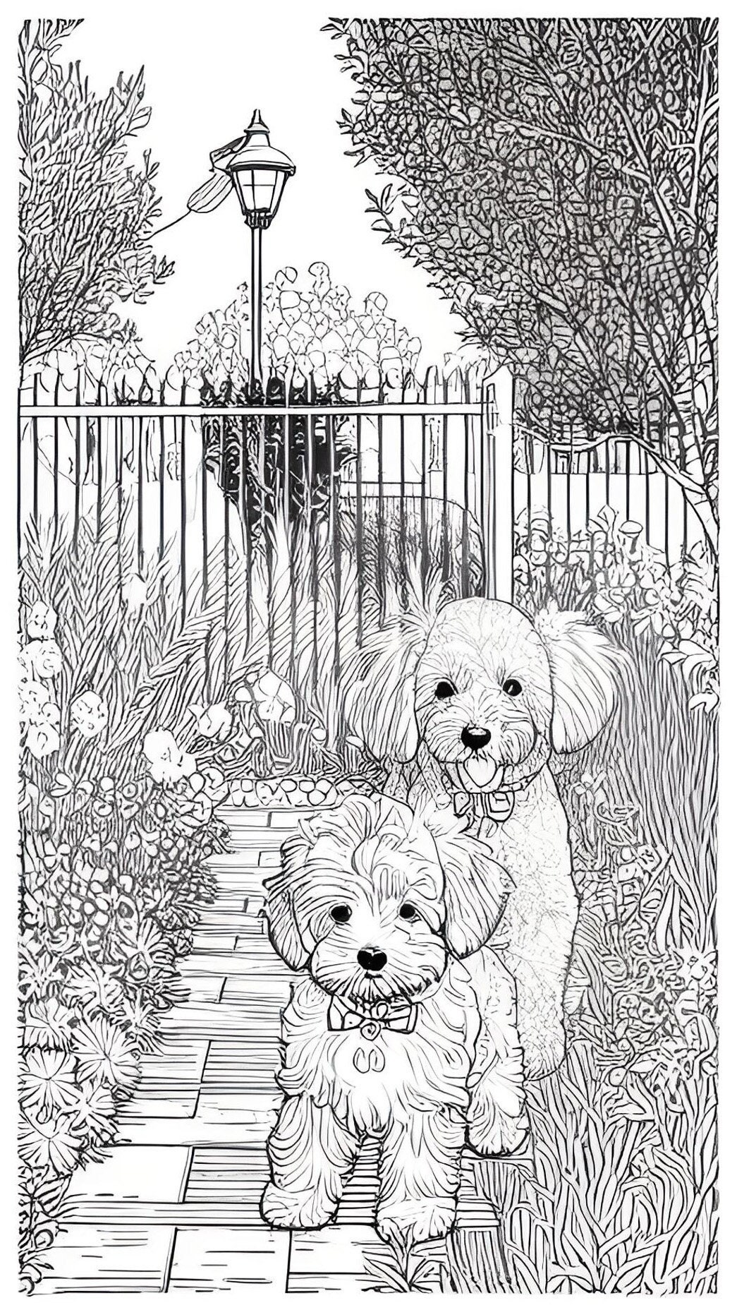 Detailed Doodle Dogs Coloring Pages: Printable Dog Art (digital ...