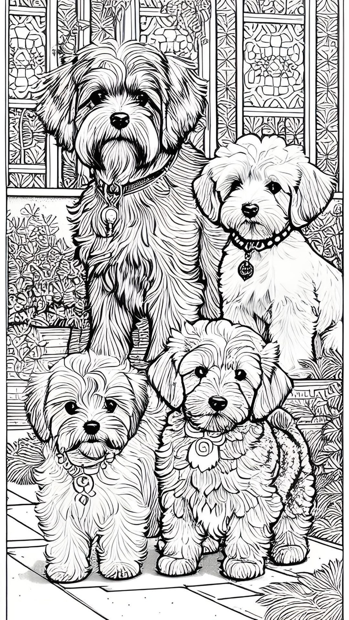 Printable Dog Art Coloring Printables, Detailed Goldendoodles ...