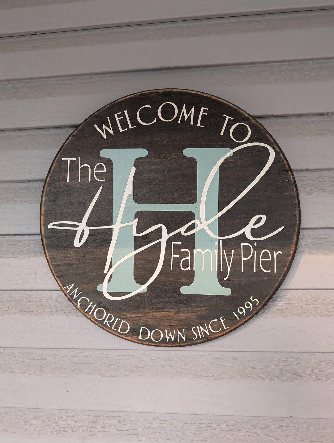 A Personalized Family Monogram Outdoor Sign, Family Lake Pier Sign ...