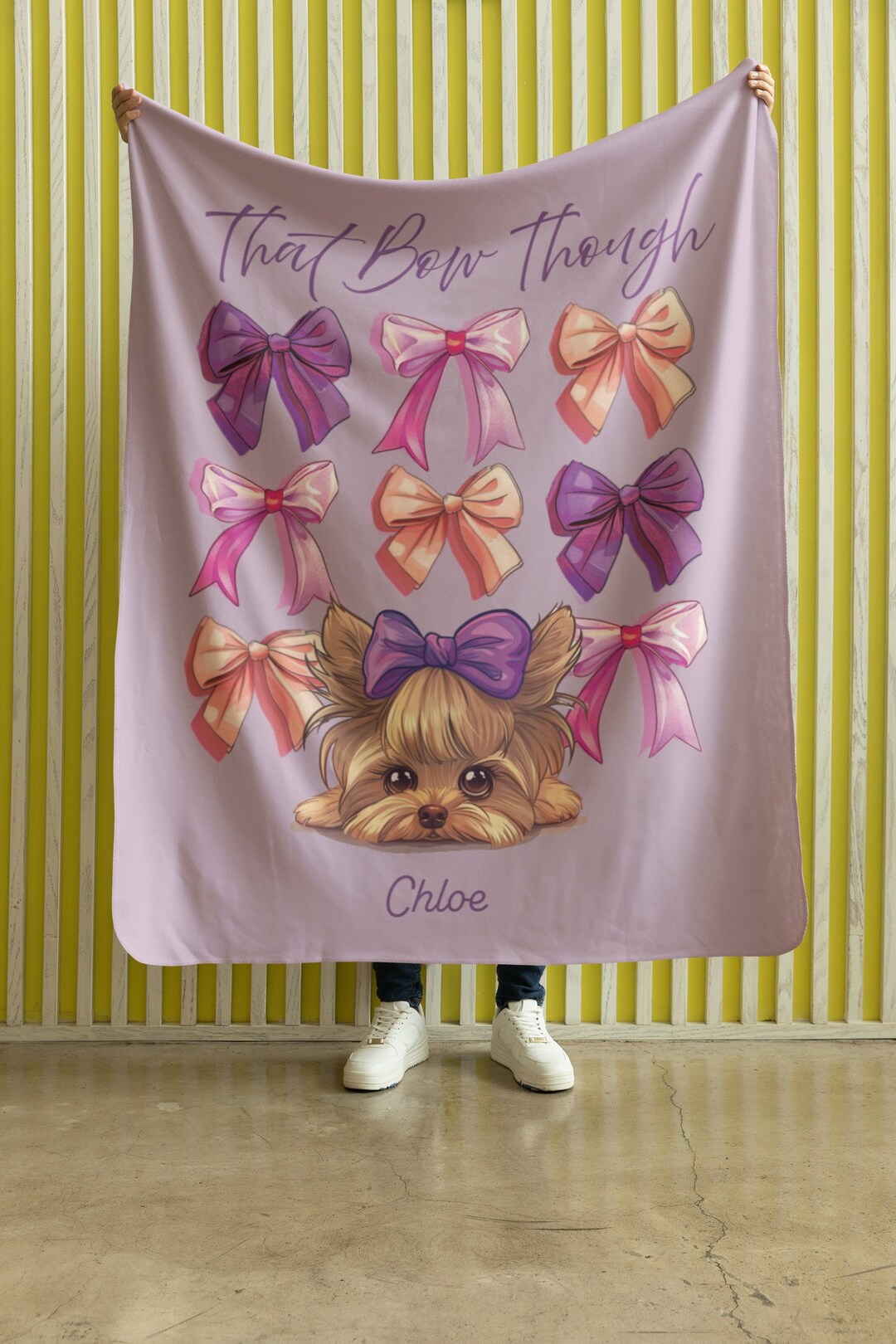 Cute Yorkie Puppy Luxury Quilted Blanket, Custom Quilted Throw Puppy ...