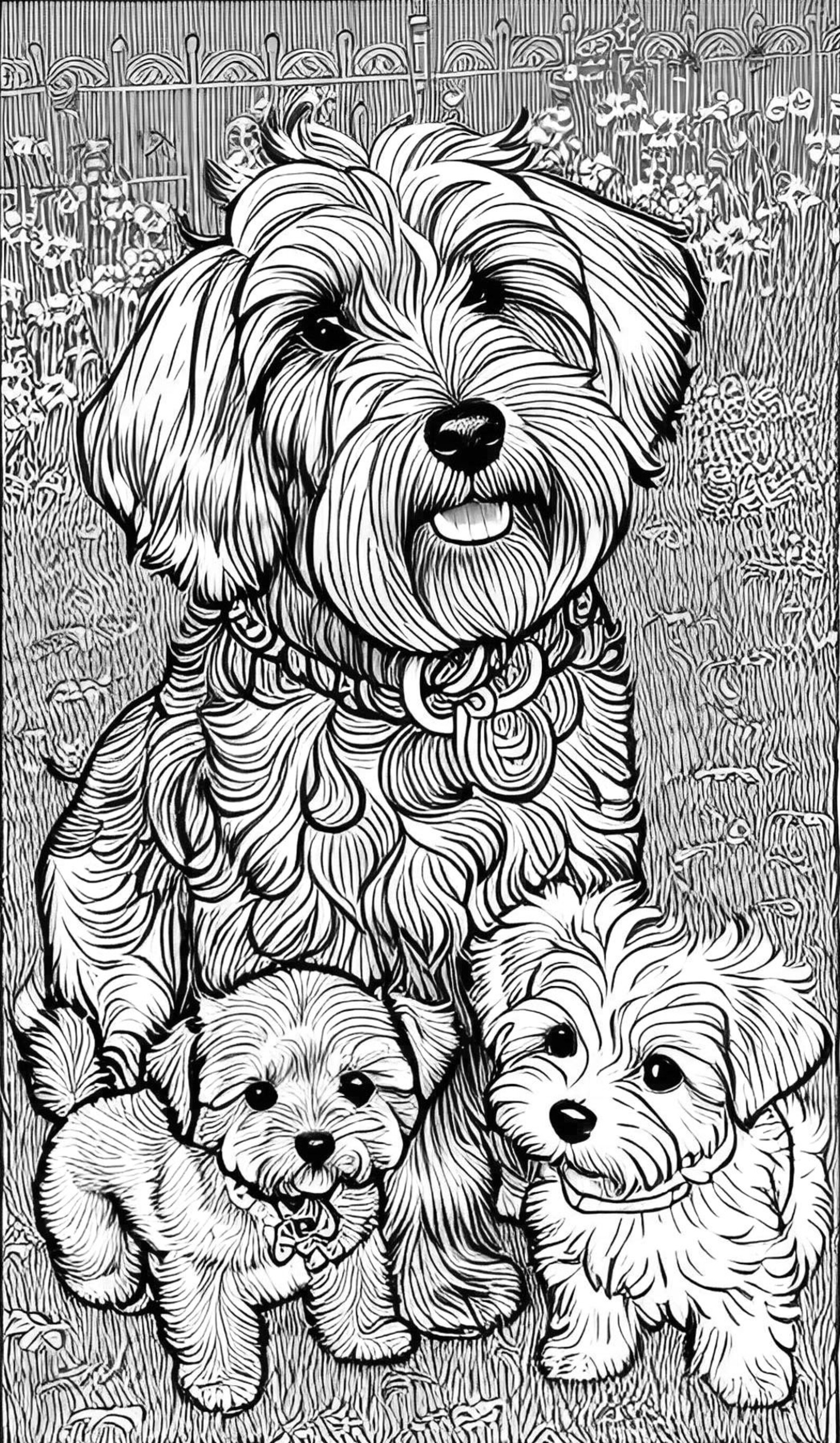 Detailed Doodle Dogs Coloring Pages: Printable Dog Art (digital ...