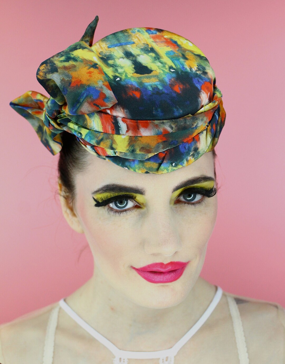 Multi Colors Pilbox Hat With Bow Detail/church Hat/racing Hat/silk Hat ...