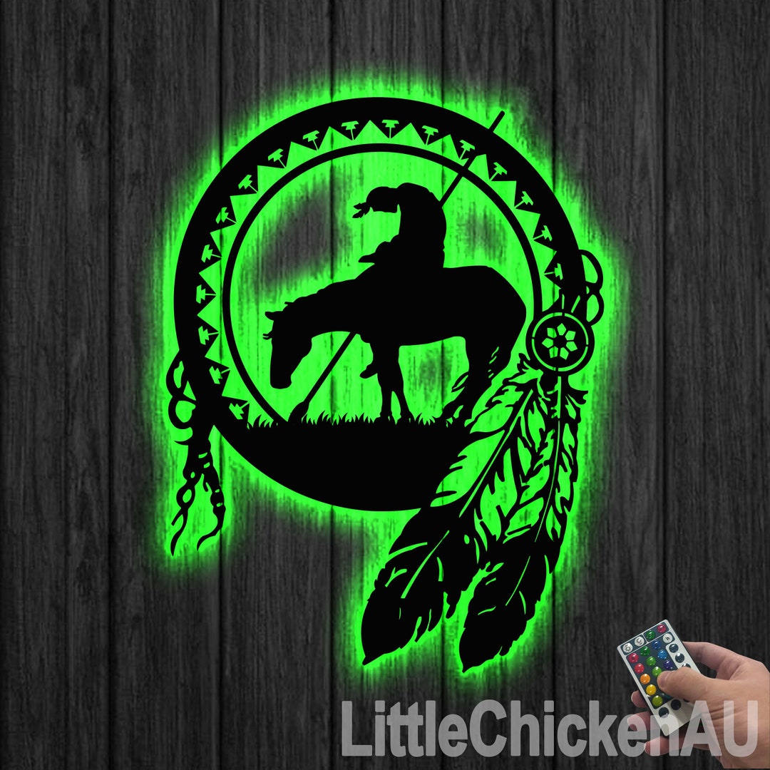 End of the Trail Native American Wall Art LED Lights, Native American ...