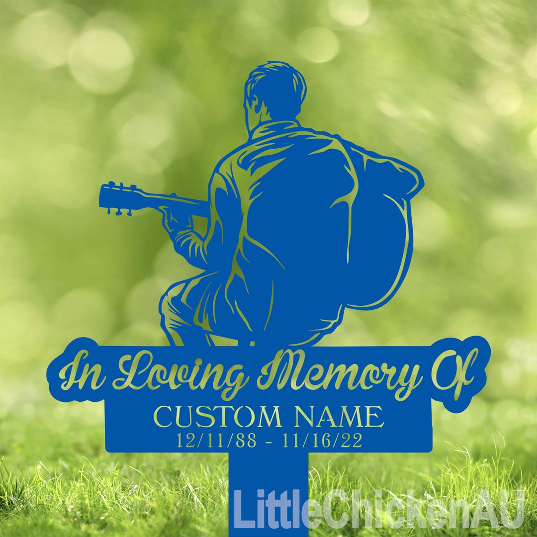 Personalized Man Playing Guitar Guitarist Memorial Stake, Guitar ...