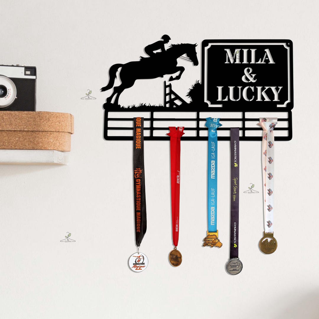 Personalized horse Medal Hanger Metal Sign, Personalized Equestrian ...