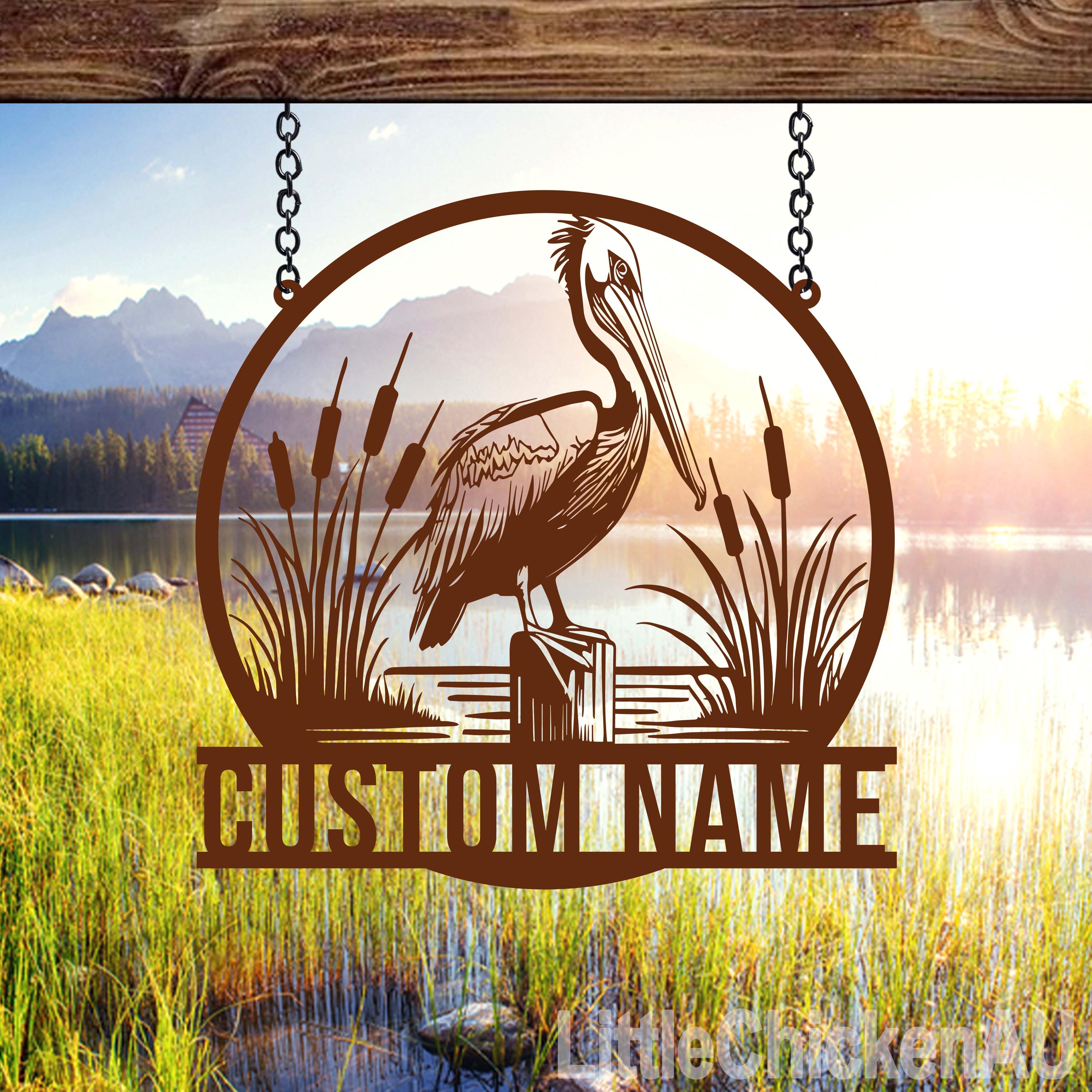 Custom American White Pelican Metal Wall Art Personalized Pelican ...