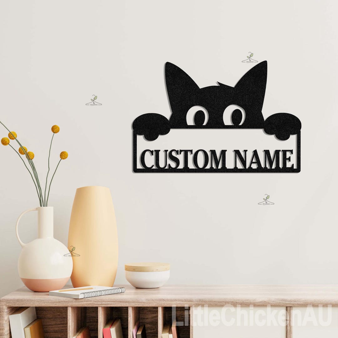 Custom Cat Metal Sign, Cat Wall Art, Personalized Cat Name Sign, Cat ...