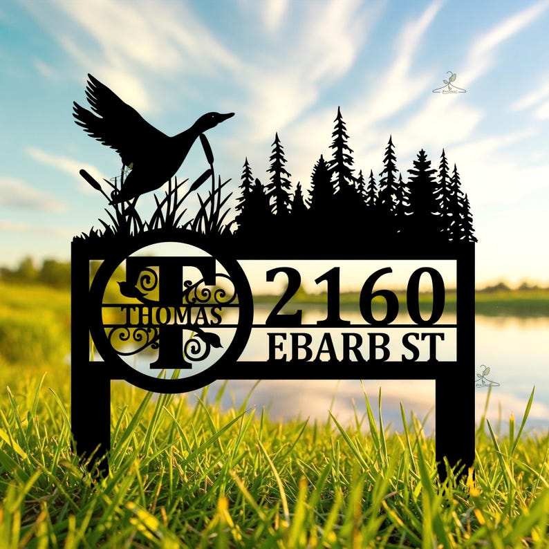 Custom Farmhouse Address Sign With Stakes, Personalized monogram Yard ...