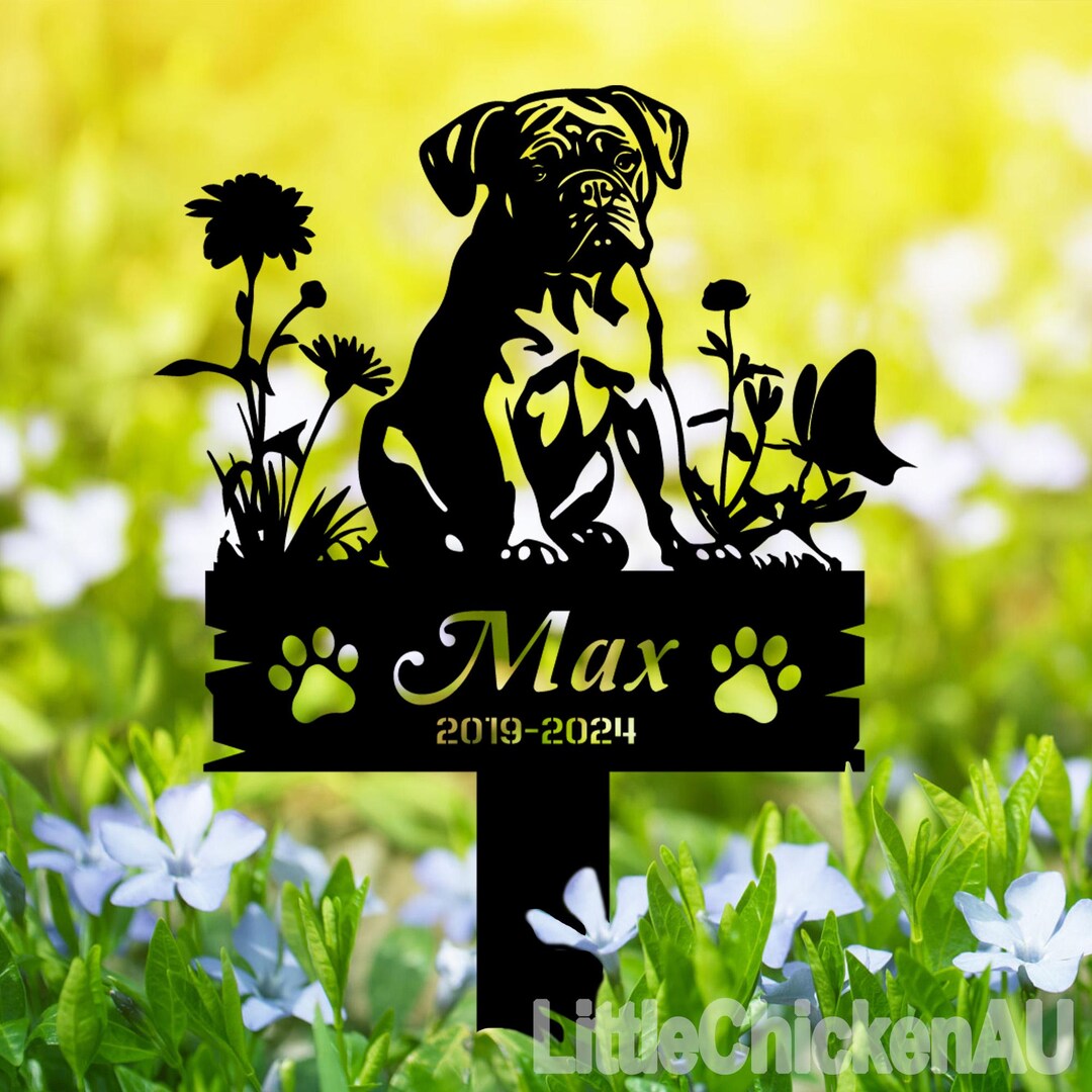 Boxer Dog Metal Memorial Garden Stake Personalized Boxer Custom Pet ...