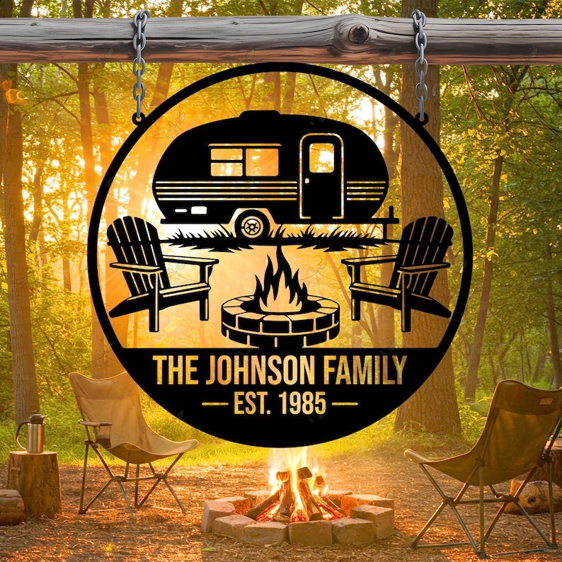 Custom Metal Campfire Sign, Personalized Cabin Sign, Camp Decor ...