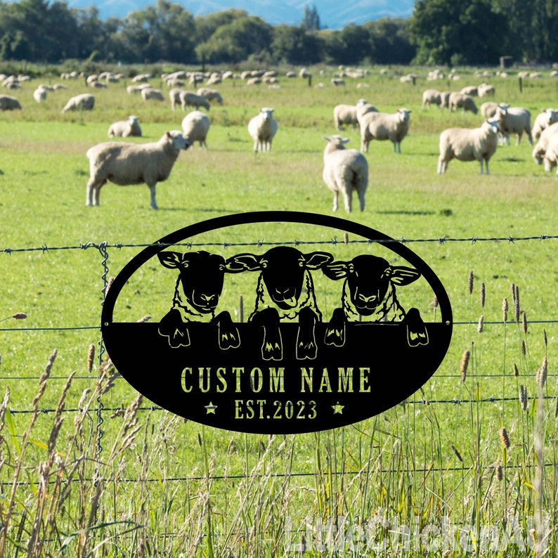 Sheep Farmhouse Metal Wall Art, Sheep Ranch Decor, Garden Sign, Farmer ...