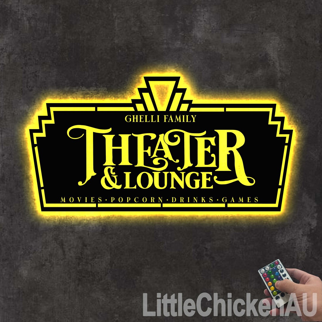 Custom LED Home Theater Metal Wall Art, Personalized Cinema Metal Sign ...