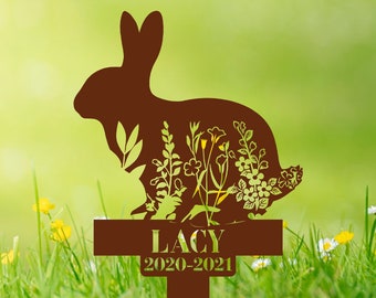 Custom Bunny Memorial Stake, Remembrance Rabbit, Garden Bunny Decor ...