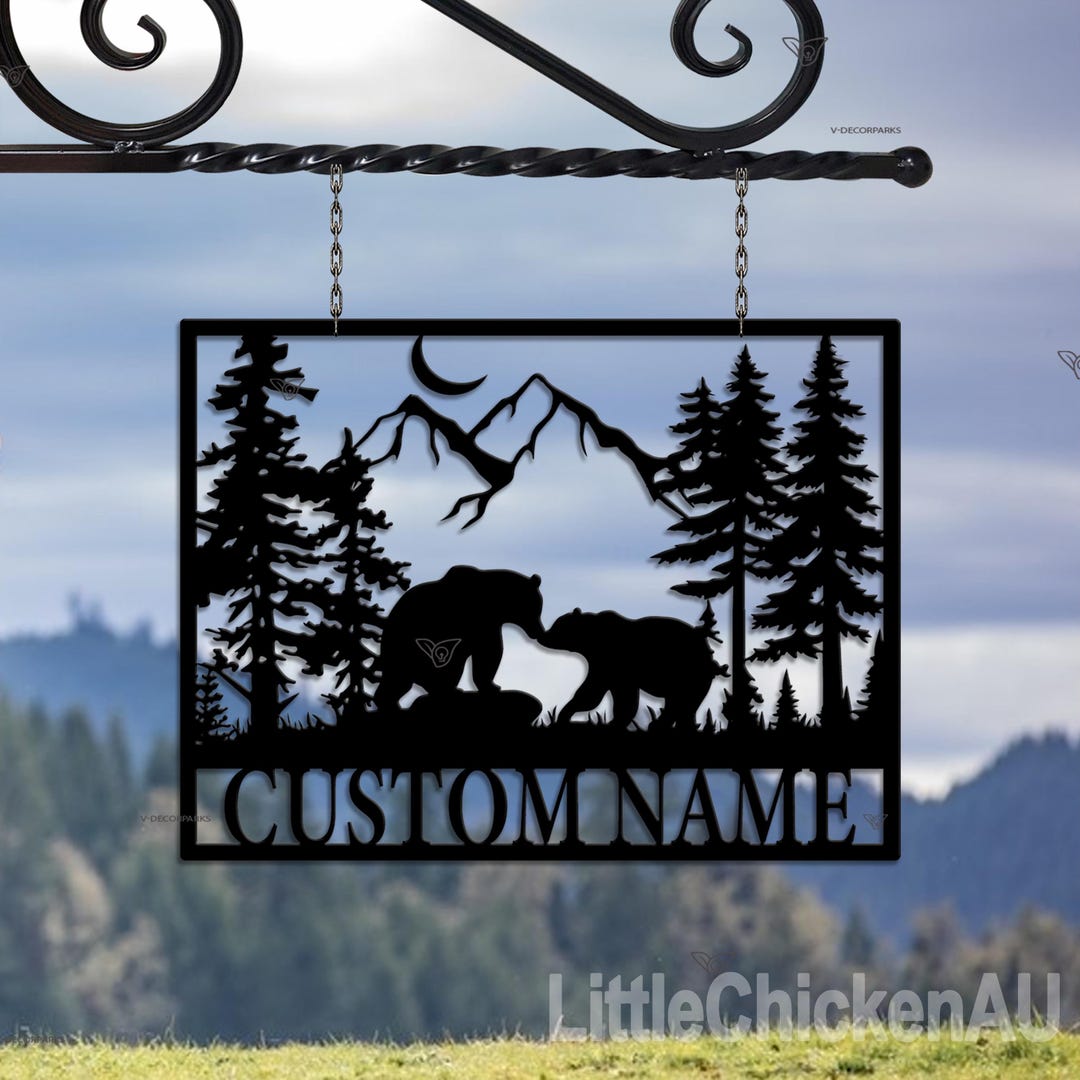 Personalized Metal Bear Art Bear Sign Bear Metal Wall Home Decor Last ...