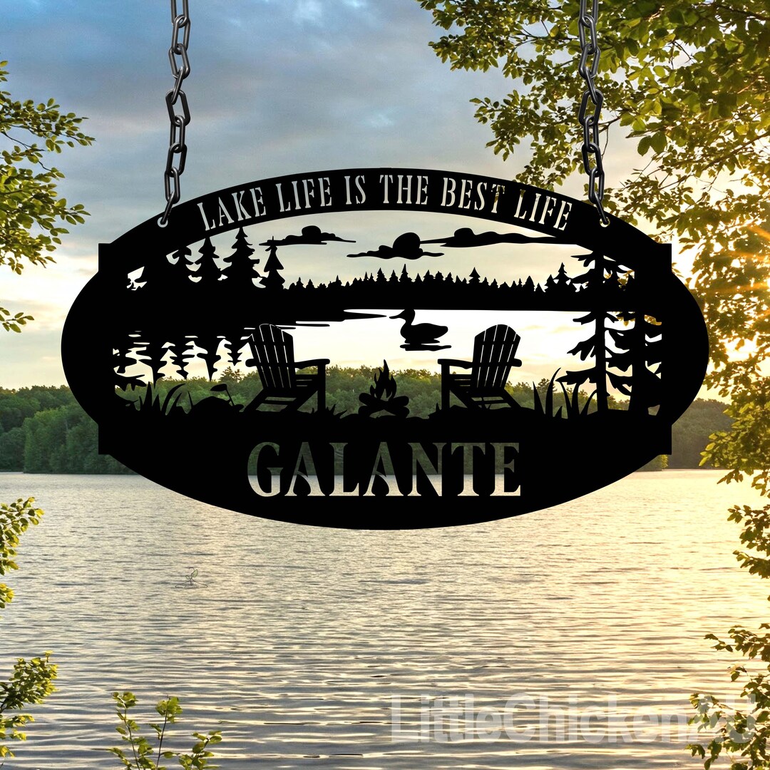 Personalized Lake House Metal Sign Wall, Forest Lake Sign, Custom Lake ...